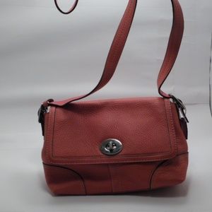 Coach | Bags | Coach Coral Red Pebble Leather Crossbody Handbag | Poshmark